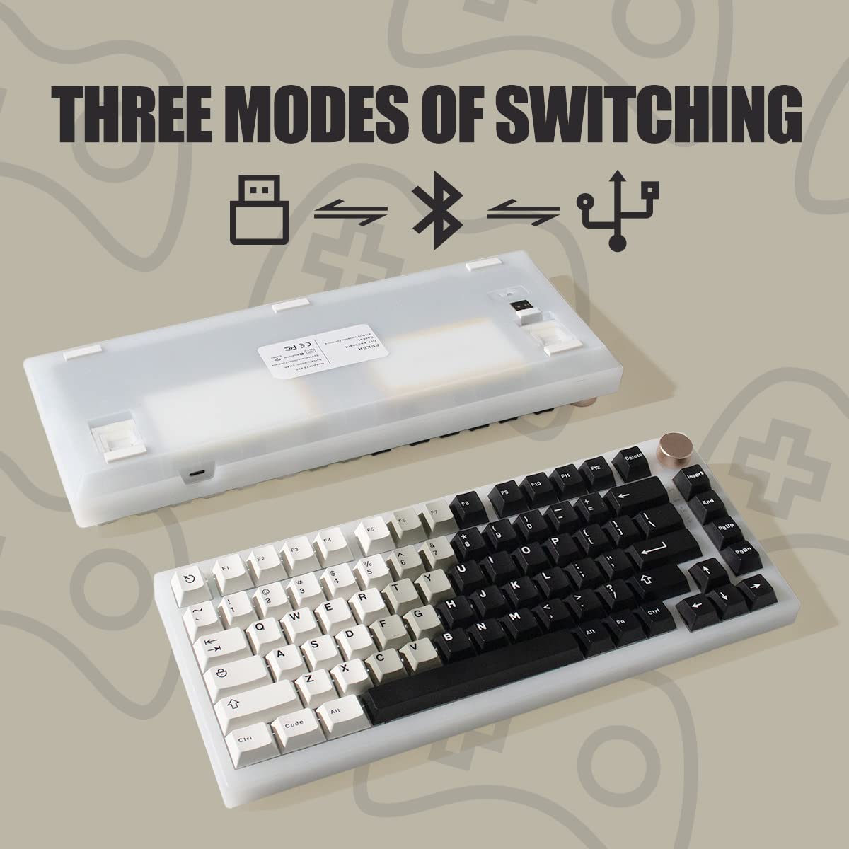 SUEHIODHY IK75 Pro Gasket Hot Swap Mechanical Keyboard 2.4GHz/Bluetooth 5.0/USB-C Gaming Keyboard with Knob 16.8M RGB Backlit Doubleshot Keycaps for Win/Mac(Mintcaps Lubed Switch)