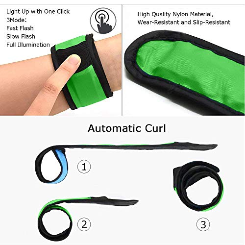LOBKIN 6 Pack Safety Bracelets, LED Slap Armband Kids Walking at Night Safe LED Light Wrist Light Reflective Belt, Magic Band Running Lights for Runners (A)