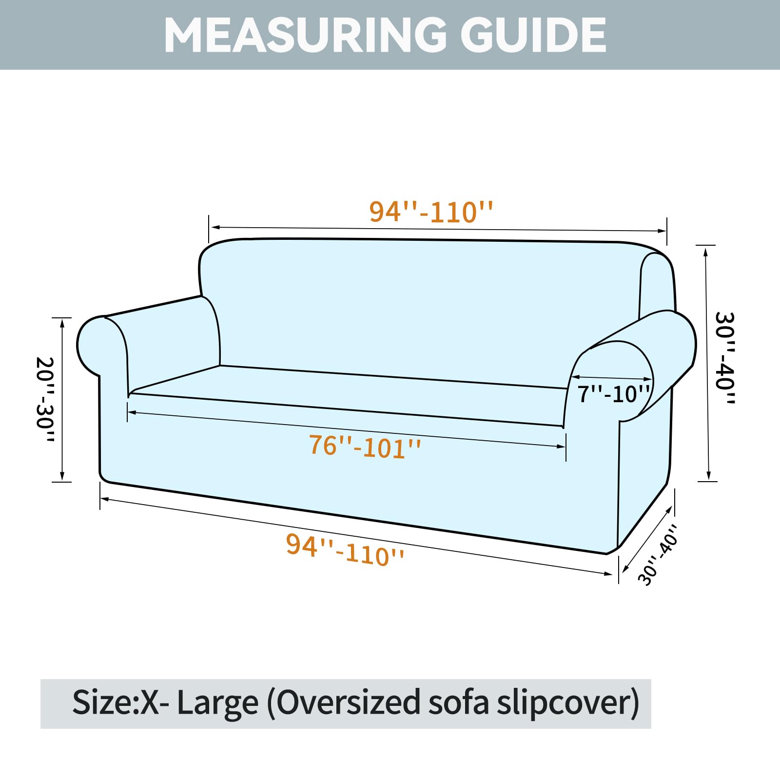 LURKA Stretch Oversized Sofa Slipcovers 1 Piece Couch Covers for 3 Cushion Couch Sofa Furniture Protector Full Sofa Covers with Elastic Bottom for Kids and Pet (Brown, X-Large)