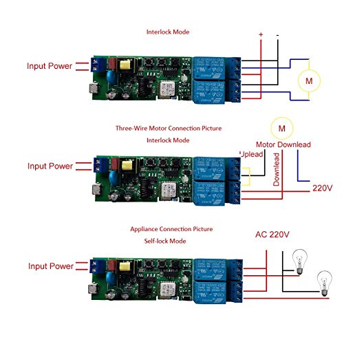 MHCOZY 2CH WiFi RF Wireless Switch Relay,Inching Self-Locking Interlock Mode,Ewelink App Remote for Access Control Smart Garage Door,Compatible with Alexa Goolge Home (USB 5V AC 85-250V)