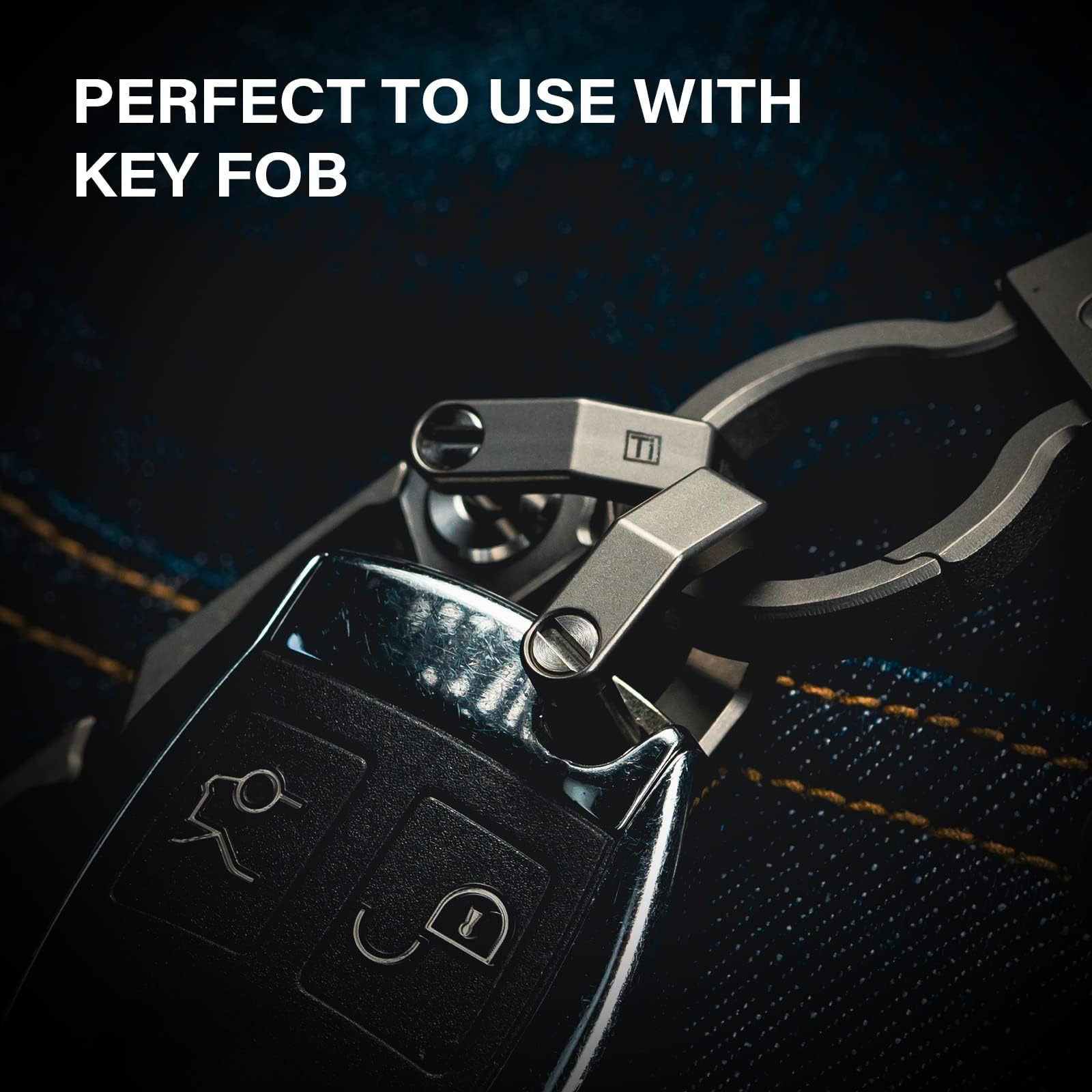 MecArmy Titanium D Shape Key Ring, Key Fob Holder D Ring Keychain with Screw Shackle for Car Keys Purse D Ring Screw Shackle Keychain for Everyday Carry Women Men(Sandblasted Small)
