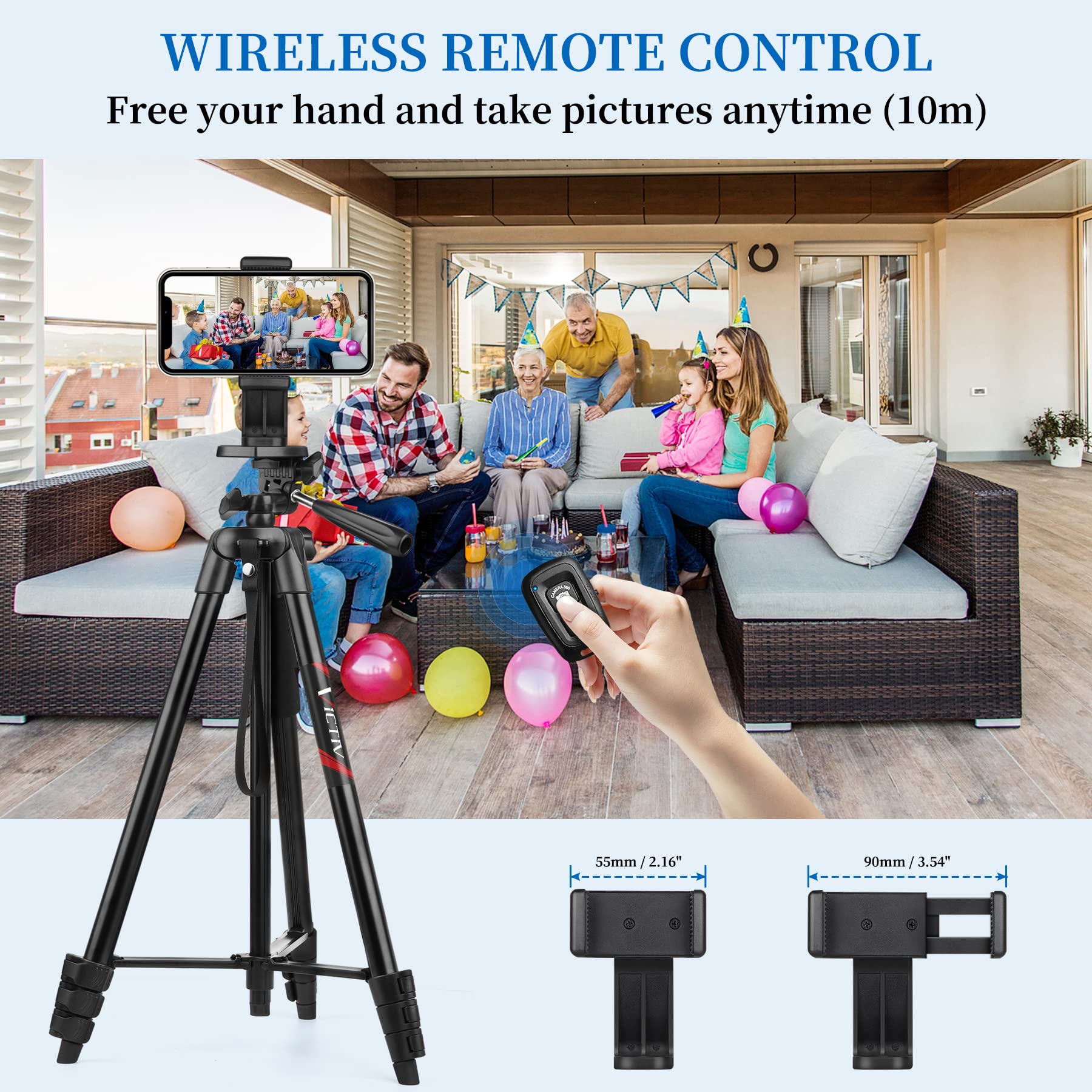 Tripod for Camera, 63 inch Tall Camera tripod stand, Lightweight Cell Phone Tripod Stand with Remote, Compatible with iPhone/Android/Camera, Perfect for Video Recording/Selfies/Live Stream/Vlogging