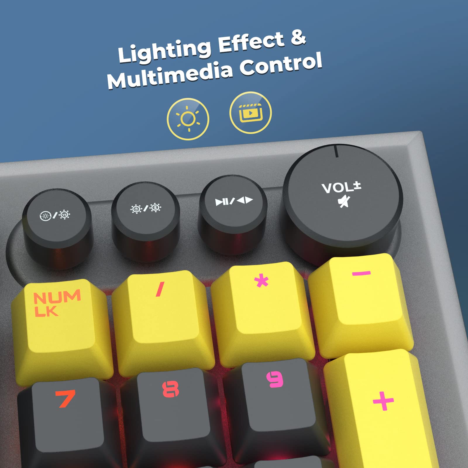 Mechanical Gaming Keyboard, PowerLead Wired Keyboard Rainbow RGB Backlit with Detachable Leather Wrist Rest, Programmable Settings with N-Key Flip, for Windows PC/MAC Games (104 Keys, Blue Switch)