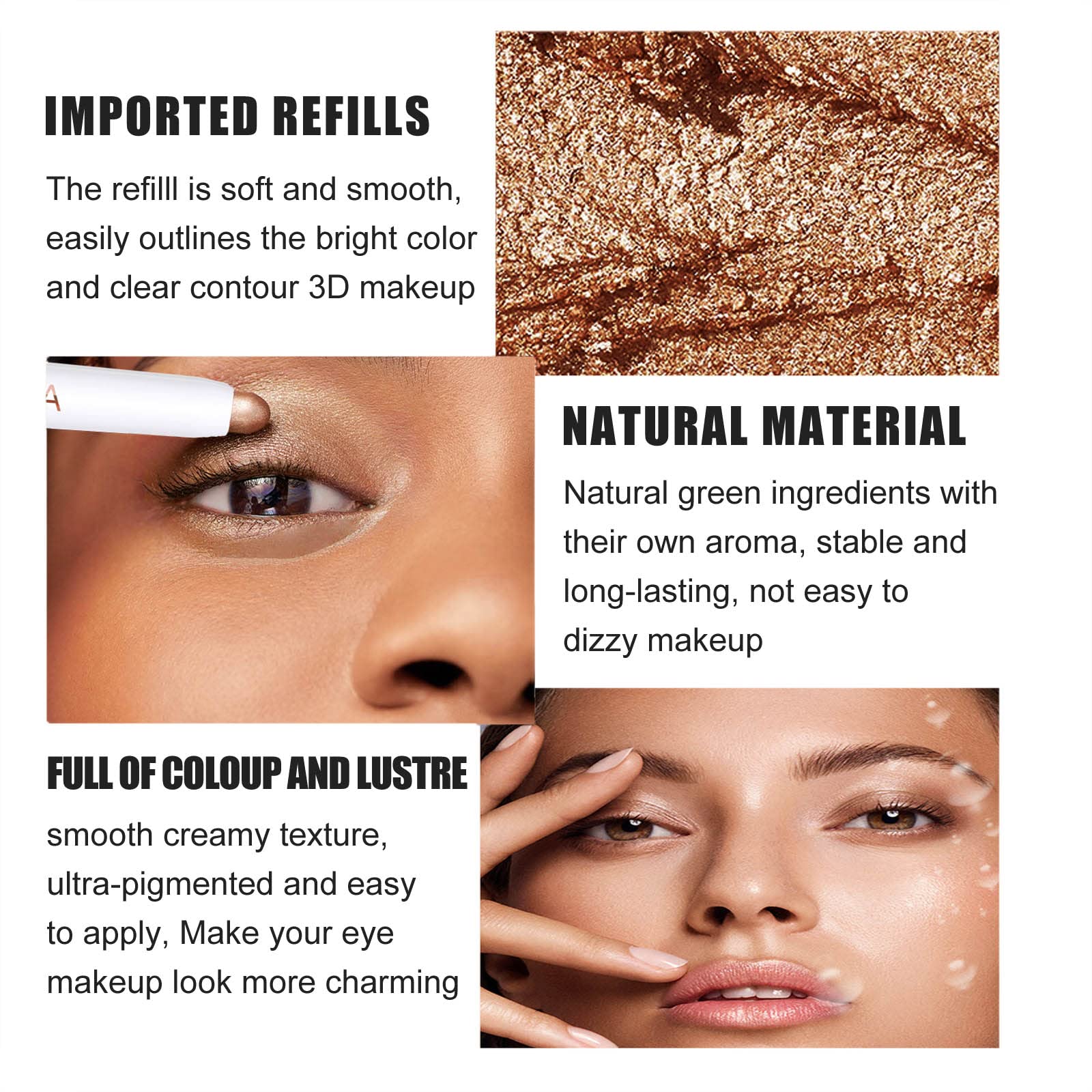 SUMEITANG 12 PCS Cream Eyeshadow Stick, Matte Shimmer Glitter Eye Shadow Sticks Set Eye Brightener Pencil Crayon, Highlighting Makeup Sticks, Soft & Smooth, Easy To Color, Multi-Dimensional Eyes Look