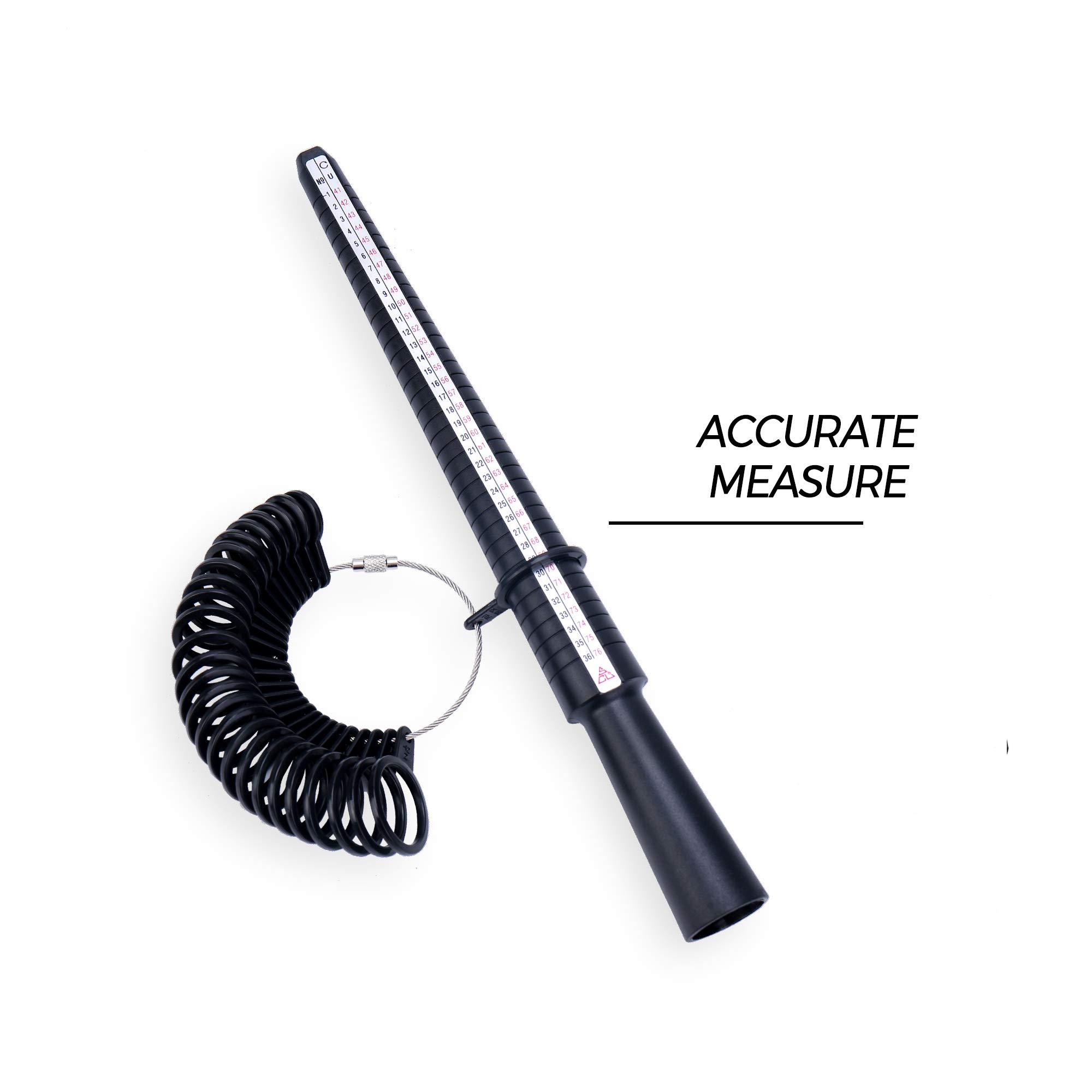 MISURALL Ring Mandrel Sizer Gauge Tool US Size 2-15 EUR Size 41-76&Ring Sizer Set Size 1-13 with Half Size Ring Gauge Ring Size Measuring Tool 27 Pieces