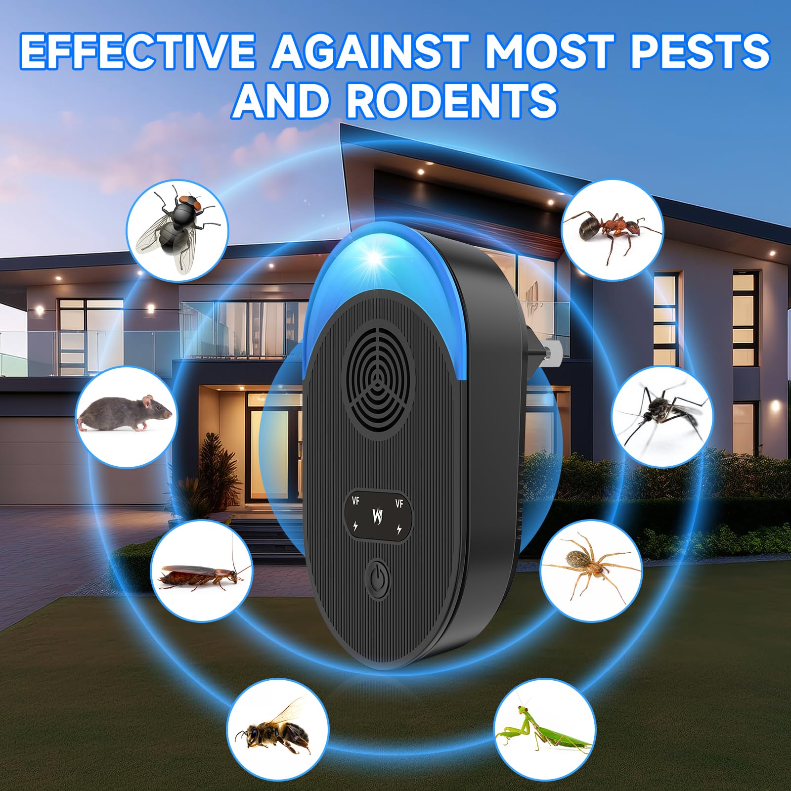 Ultrasonic Pest & Mouse Repeller 6 Packs, 2024 Ugraded Indoor Pest Control, Ultrasonic Pest Repellent, Indoor Pest Control for Home, Kitchen, Office, Hotel, Warehouse