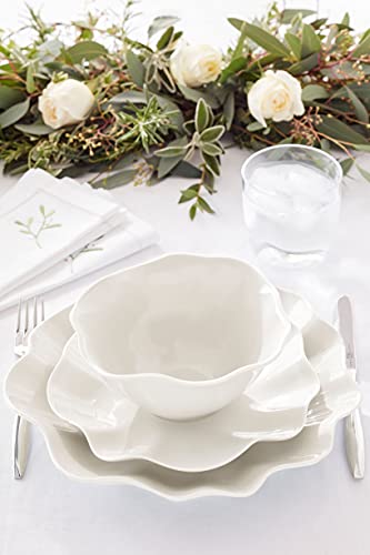 Portmeirion Sophie Conran Floret Stoneware All Purpose Bowls 7 Inch Set of 4 - Dishwasher & Microwave Safe Great Kitchen Home Use for Serving Cereal Soup Salad & More, Robins Egg