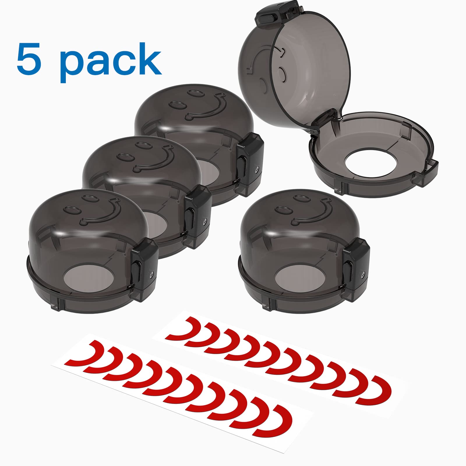 Stove Knob Covers for Child Safety Guards Black Clear View 5 Pack Upgraded Double-Key Lock Large Universal Design Gas Oven Knob Covers Baby Proof