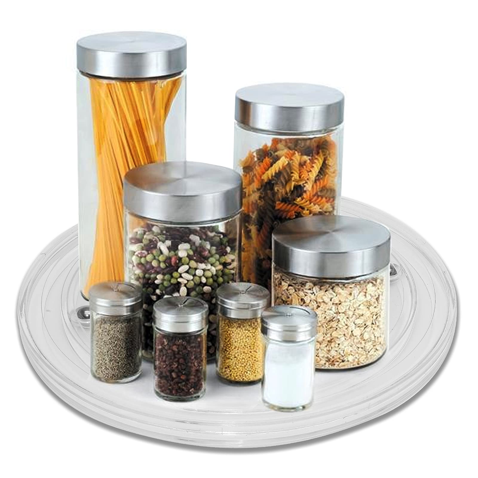 Murtenze 2Pcs 6 Inch Acrylic Turntable Organizer, Rotating Swivel Stand Spinner with Steel Ball Bearings for Kitchen Corner Cabinets Spice Rack Cake Decorating. (150mm,Clear)