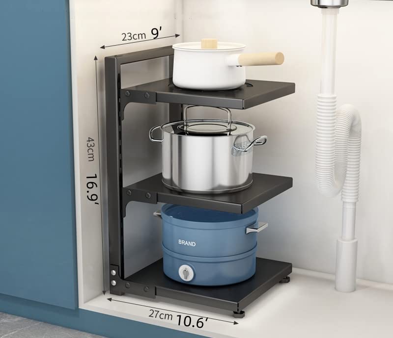 Pots And Pans Organizer for Cabinet.3-Tiers Heavy-Duty Pot and Pan Rack for Kitchen Organization, Height Adjustable and Space Saving Pot Organizer football Valentine's Day President's Day Gift