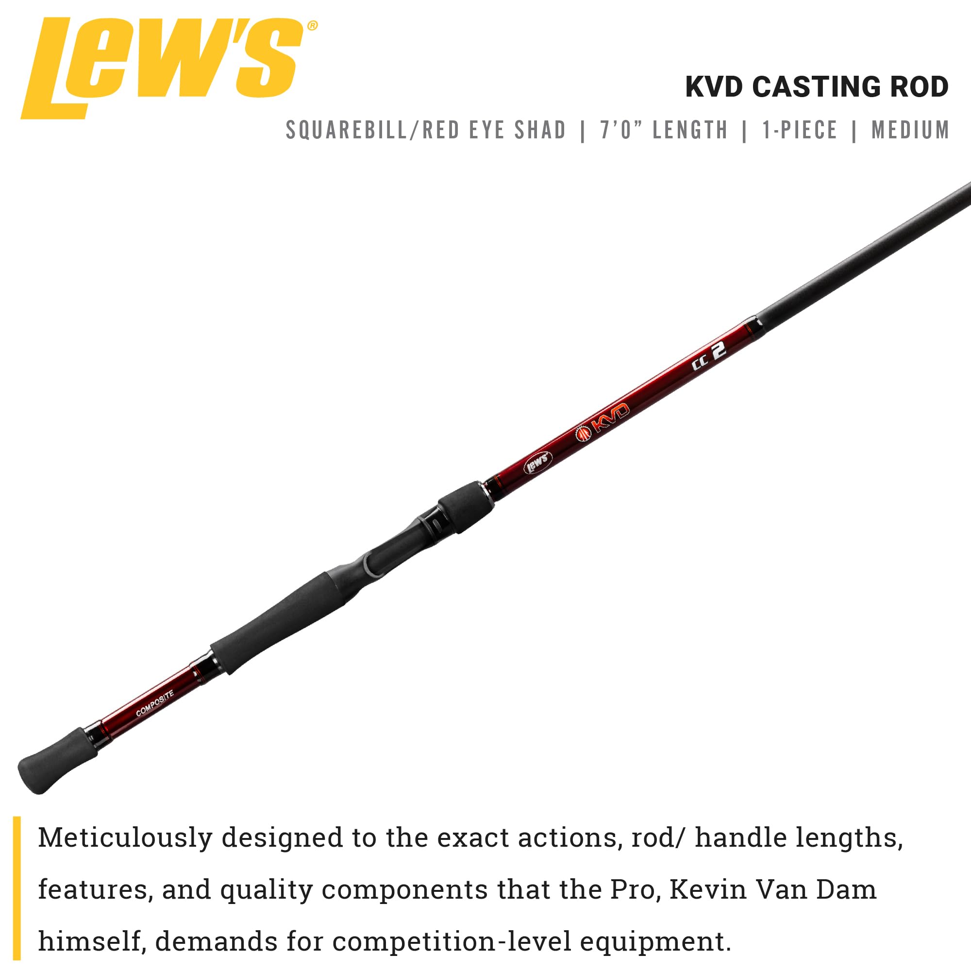 Lew's 7'-1 Med Crankbait Squarebill/Red Eye Shad Casting Rod