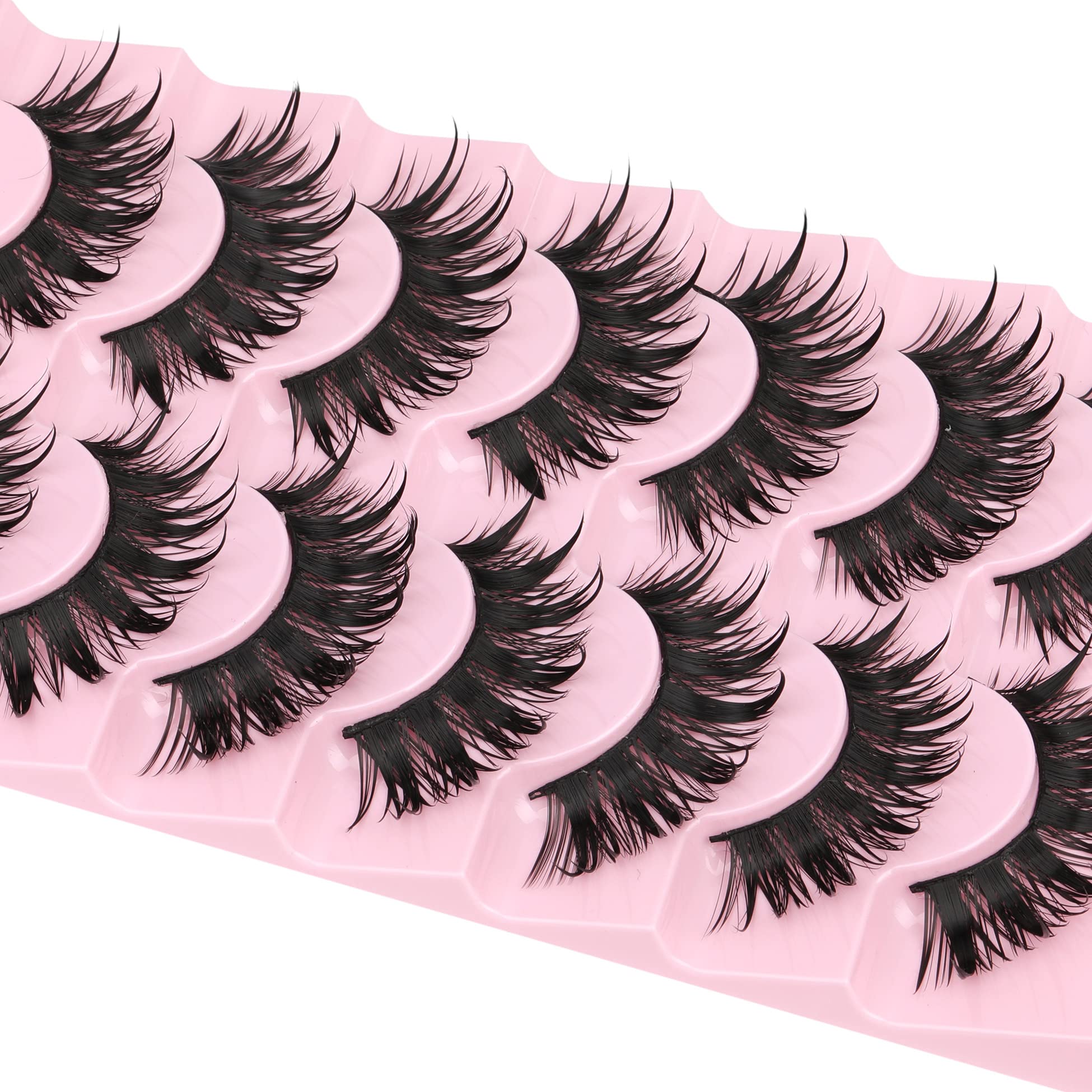 Manga Lashes Wet Look Lashes Fluffy Spiky Mink Lashes Dramatic Doll Lashes Cosplay Asian Japanese Korean Style Anime Eyelashes Pack by EYDEVRO, 1.0 Count