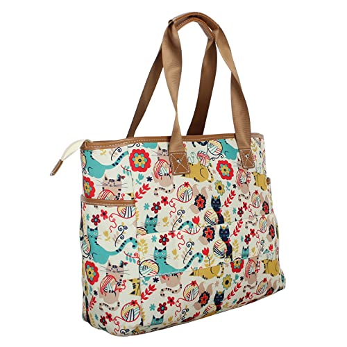 Lily Bloom Pattern 14 Inches Handbag for Women, Large Capacity Tote Bag Satchel Shoulder Bag