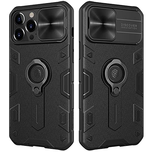 Nillkin Case for iPhone 13 Pro Max Case, [Built in Kickstand&Camera Protector] Shockproof Hard PC&Bumper Hybrid Cover Phone Case for Phone 13 Pro Max 6.7'' Black