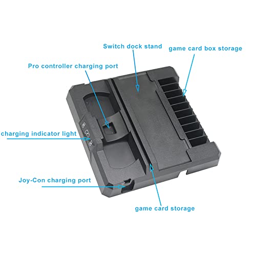 Soapow Multifunctional Charging Station with Game Boxes Storage Compatible with Nintendo Switch Controller Joypad
