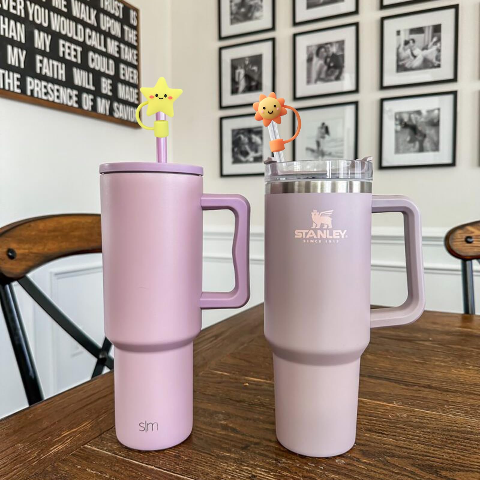 Straw Cover Cap for Stanley Cup, 4pcs 0.4in 10mm Diameter Reusable Dust-Proof Straw Topper Compatible with Simple Modern and Tumbler with Lid and Straw (4pcs sky set)