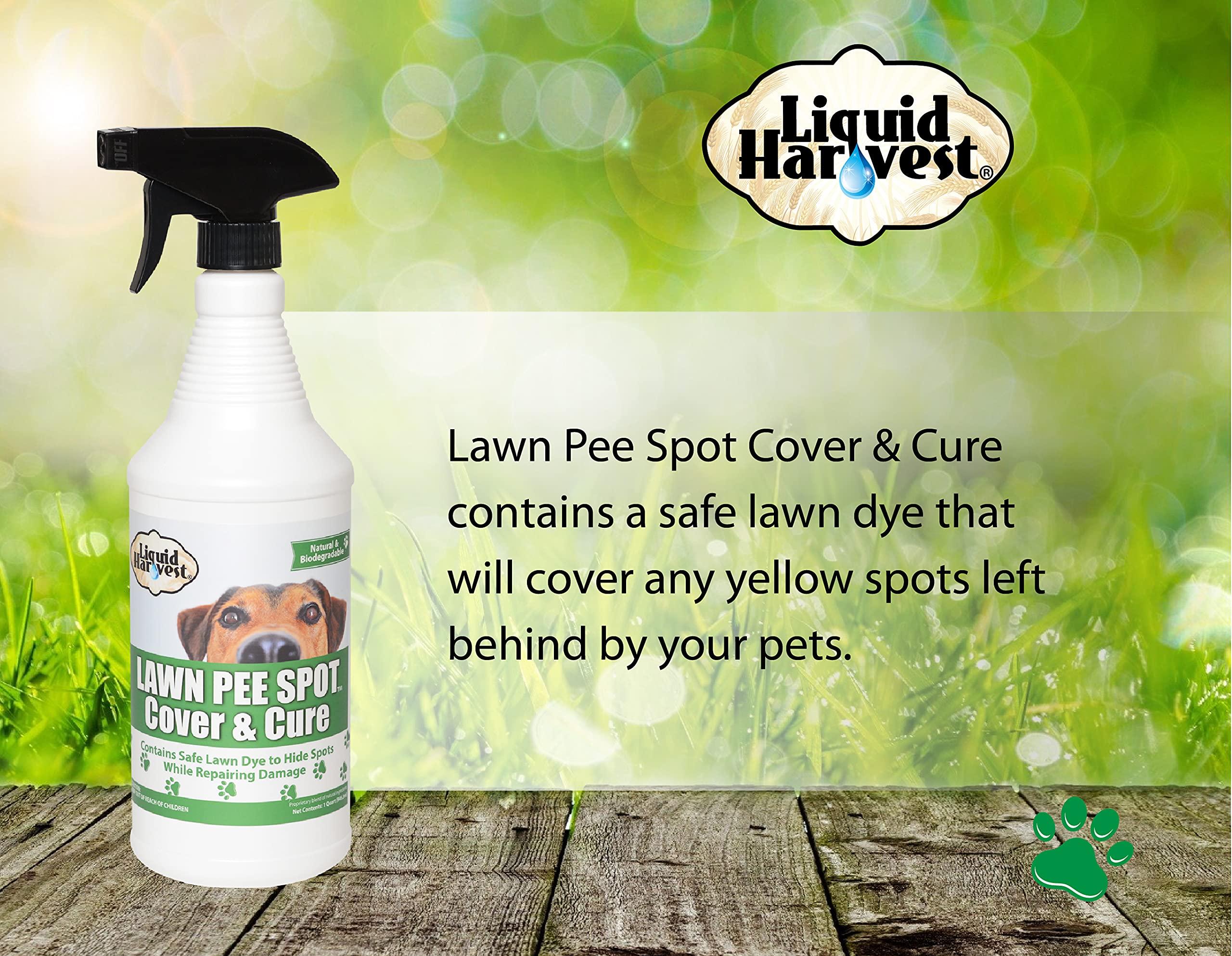 Liquid Harvest Lawn Pee Spot Cover & Cure β Ready to Use 32 Ounces β Cover & Cure Brown Spots Caused by Canines
