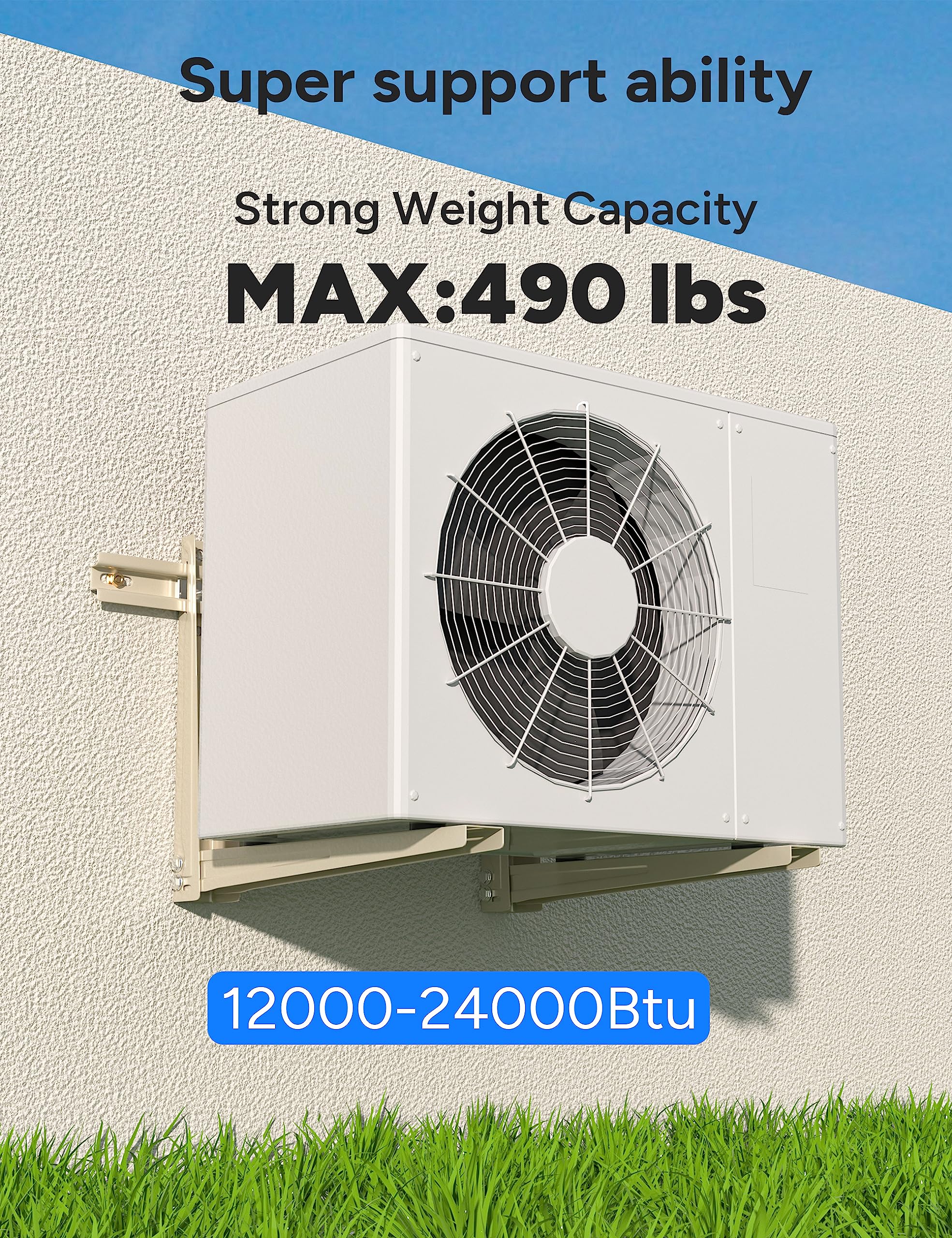 Toutgood Mini Split Wall Mounting Strong Bracket for 12000 Btu to 24000 Btu Outdoor Ductless Mini Split Air Conditioner Heat Pump AC Systems, Max 490 Lb Capacity