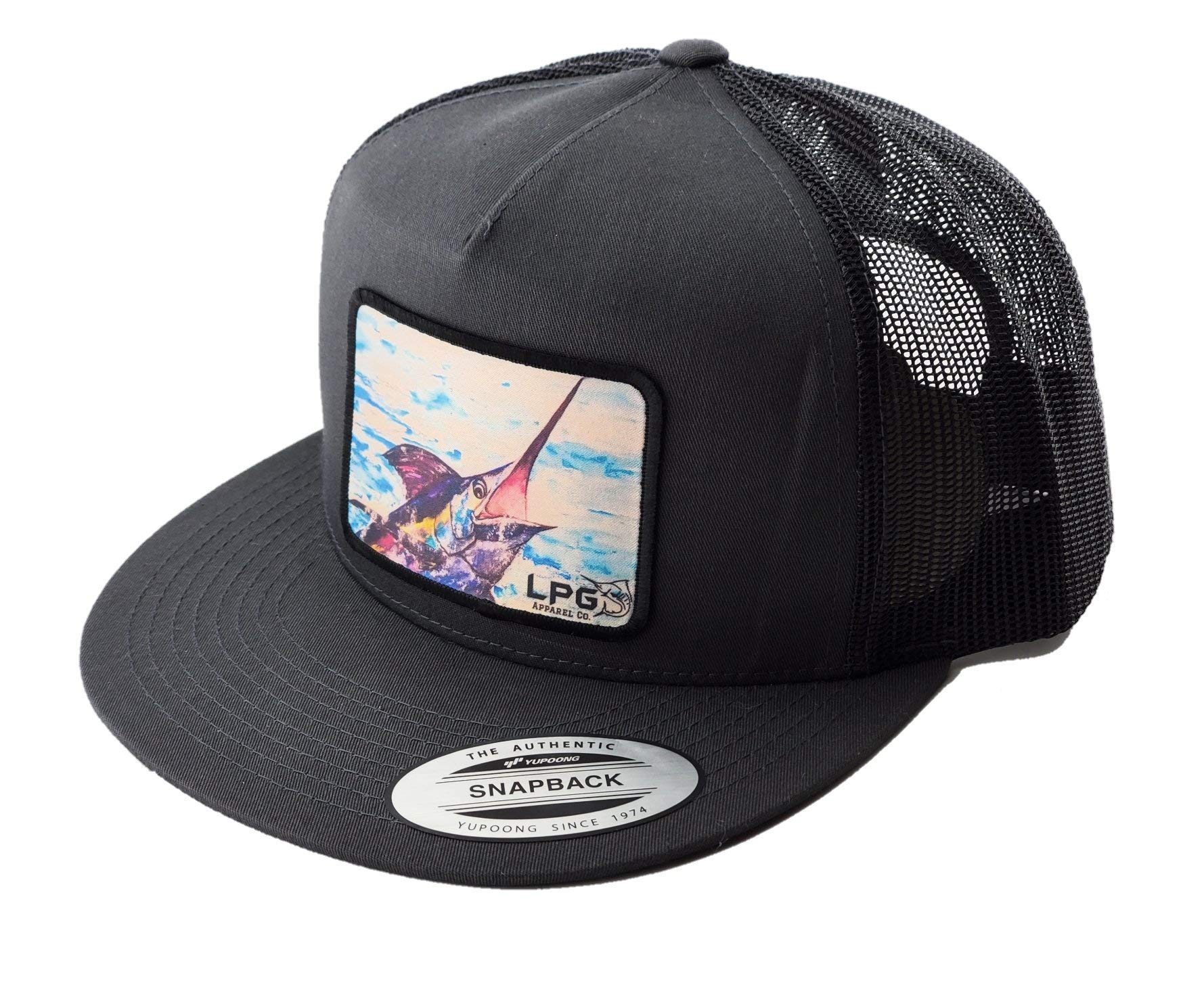 LPG Apparel Co. Marlin Surface Breaker Fishing Classic Snapback Flat Brim Trucker Baseball Hat Cap