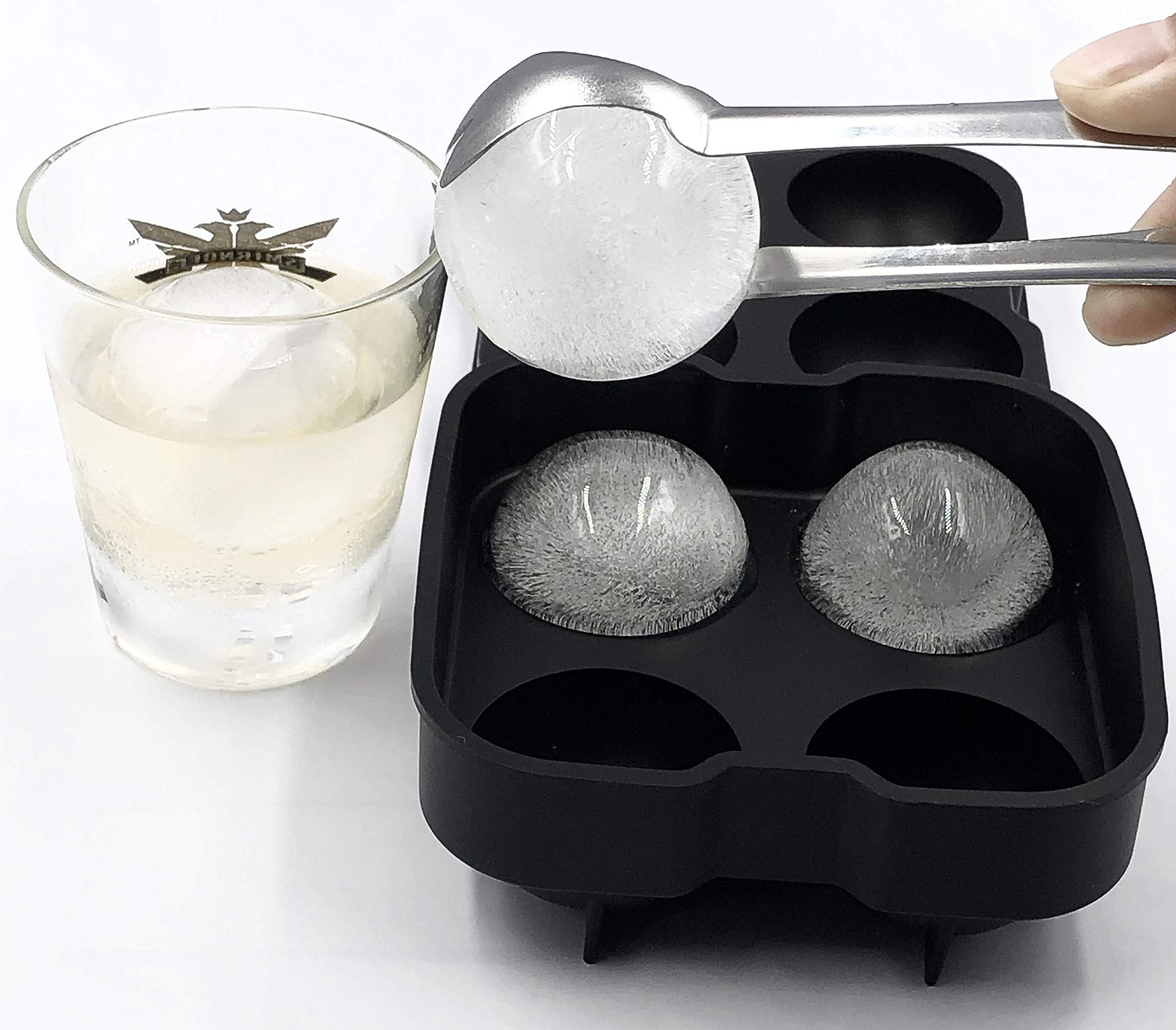 Stainless Steel Whiskey Stones, Beverage chilling Rocks, Reusable stainless steel ice balls with Sphere Ice ball tray. Total set of 7