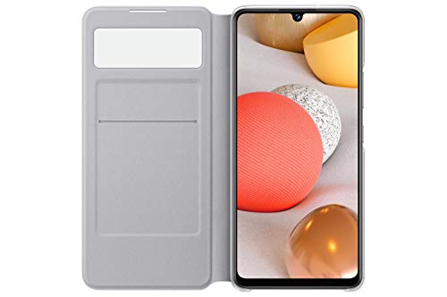SAMSUNG Galaxy A42 5G S View Wallet Cover, Smart Sensor, Hidden Pockets, Full Protection, Sleek Design, White