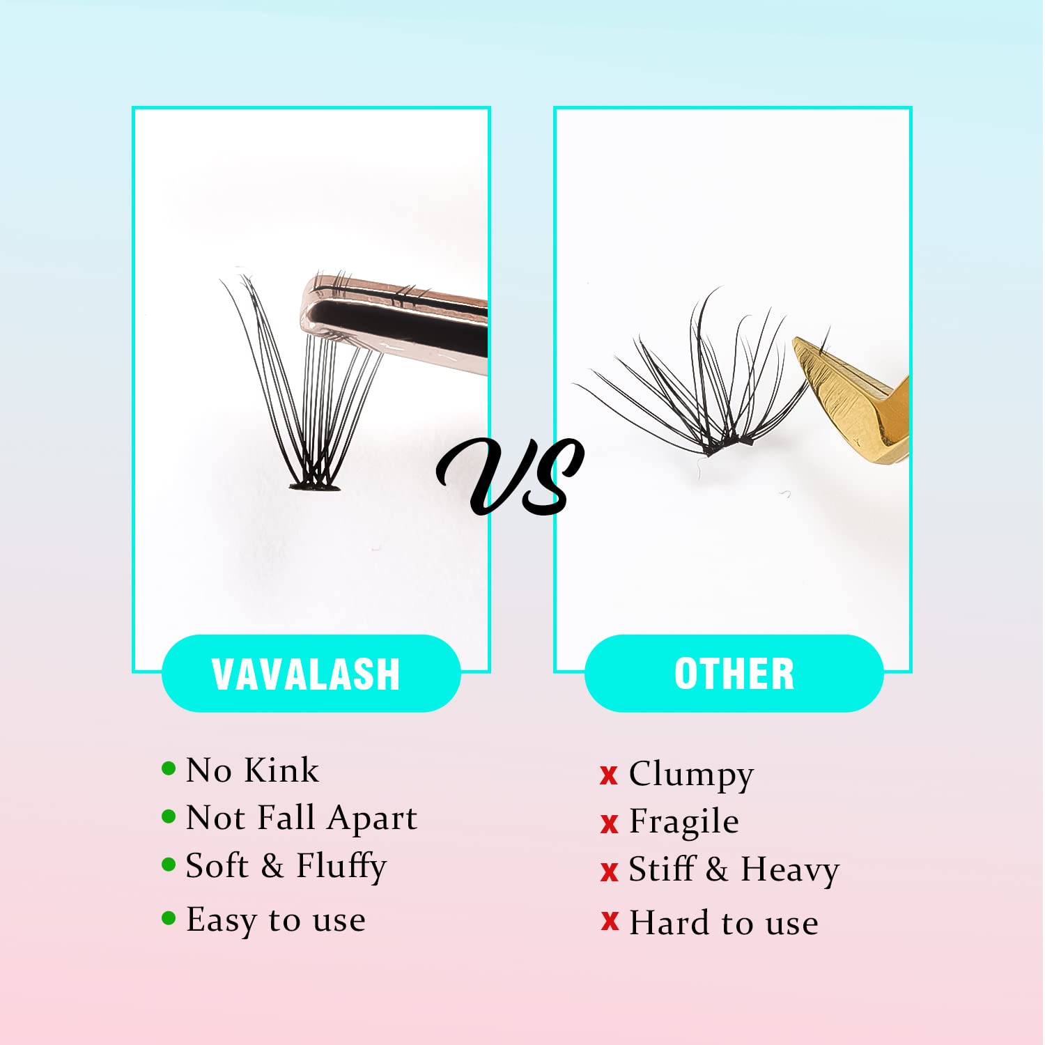 VAVALASH Individual Cluster Lashes 140 PCS DIY Eyelash Extension Light and Soft Faux Mink Slik Lash Clusters Easy Full Lash Extensions DIY at Home (V08,D Curl-Mix)