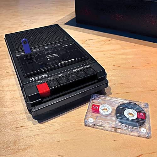 YUSONIC Portable Cassette Player and Tape Cassette Recorder with Built-in Microphone, Built-in Handle, and One-Touch Recording with Automatic Stop