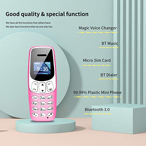 MiRUSI J7 Latest World Smallest Mini Plastic Phone GSM Unlocked Voice Changer Phone (Rose)