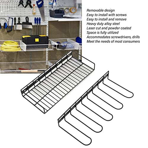 Power Tool Organizer, Larger Capacity Drill Holder Wall Mount, Heavy Duty Garage Tool Organizer and Storage, Tool Storage Rack for Garage Pegboard, Cordless Drill Charging Station, 2 Layer