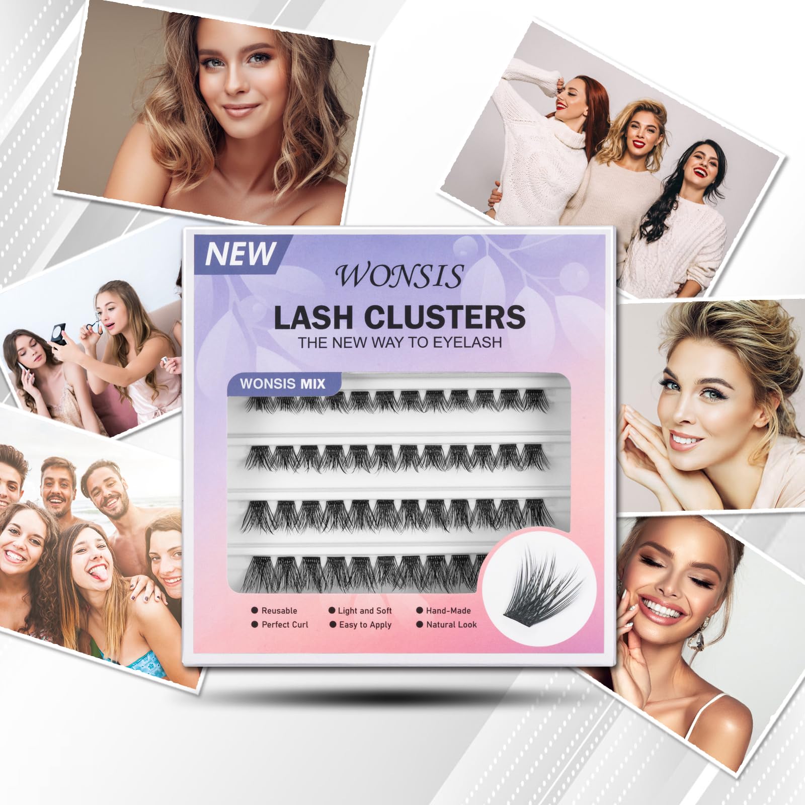WONSIS π³πππ πͺπππππππ, False Eyelashes Individual for DIY Lash Extension, π΄ππ π³πππππ Individual Lashes, Natural Look πΉπππππππ Cluster Lashes for Home (Allure-π πΆπ
)