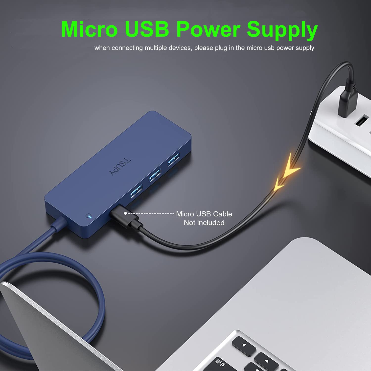 TSUPY USB 3.0 HUB 7 USB Ports,USB Data HUB with SD/TF Card Reader & 3 USB 3.0 Ports