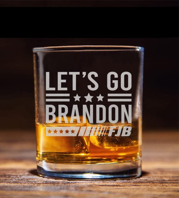 NeeNoNex Let's Go Brandon - Laser Engraved Whiskey Glass Funny and Sarcastic Design for Republicans Conservative Gift