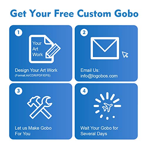 Logobos 50W LED GOBO Logo Projector Stage Effect Light Static/Rotatable Manual Zoom with Remote Control Custom GOBO for Hotel Wedding Company Bar