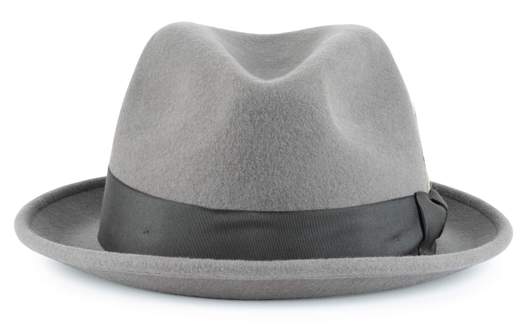 Mens Gray Fedora Hats, 100% Wool Crushable Hat, Packs Easy, Stain Resistant, Stylish Fedora (Also Available in Black)