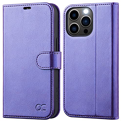 OCASE Compatible with iPhone 13 Pro Max Wallet Case, PU Leather Flip Folio Case with Card Holders RFID Blocking Stand [Shockproof TPU Inner Shell] Phone Cover 6.7 Inch 2021 (Purple)