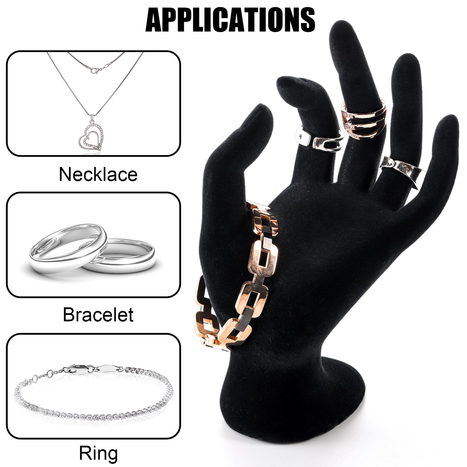 Mezchi 4 Pack Hand Ring Holder, Polyresin Mannequin Hand, Ok Gesture Ring Display Stand, Hand Form Jewelry Organizer for Ring Bangle Bracelet Hand Chain, Finger Ring Display, Photo Props