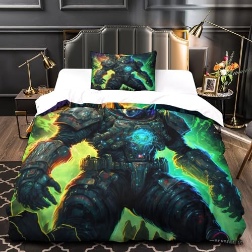LAHTI Cosmic Space Wolves 3D PrintedSuper Soft Bedding Set Comforter Covers Quilt Cover Duvet Cover with Pillowcases for Childrens and Adults Microfiber 3 Pieces with Zipper Closure Single(135x200cm)