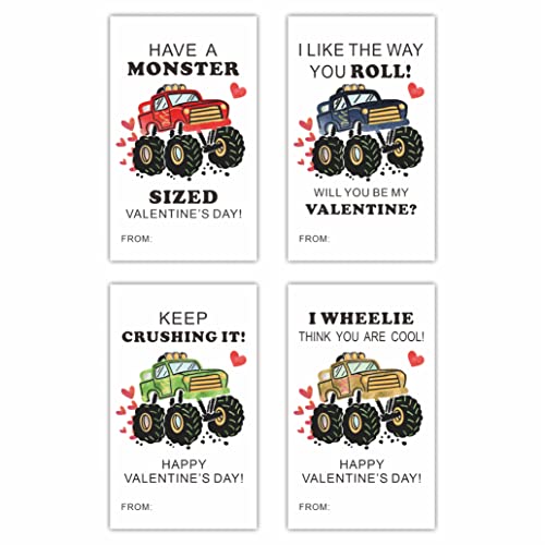 Valentine's Day Gift Tags Stickers, Car and Truck Theme Valentine Self Adhesive Stickers(40 Pack), Happy Valentine's Day Gift Wrapping Labels Decorations and Supplies for Boys Girls(QRJBGJ-003)