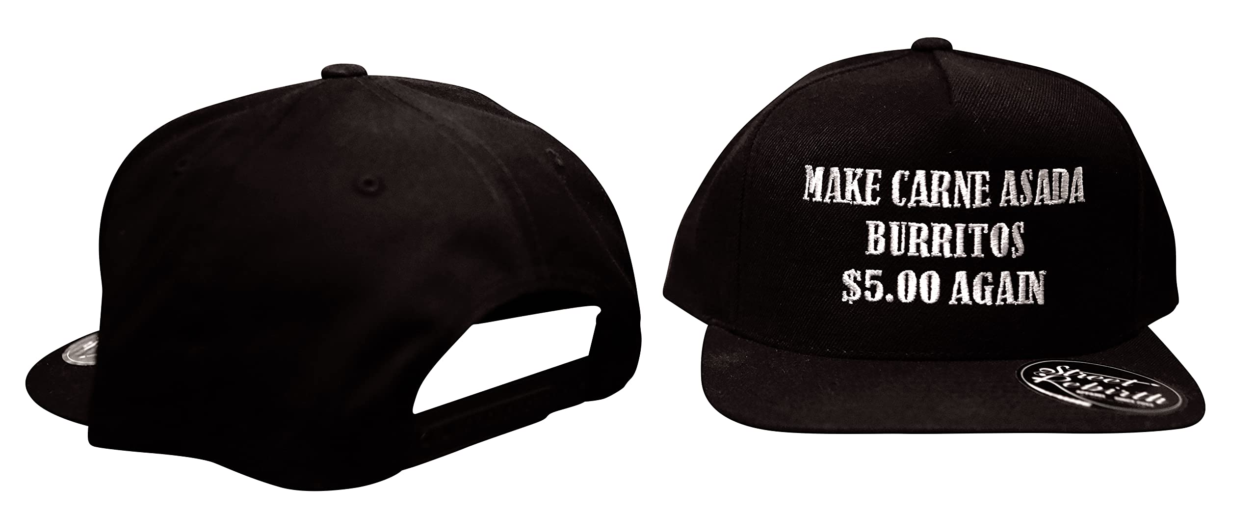 Make Carne Asada Burritos 5 Dollars Again Baseball Cap - Red Trump Parody Hat - Make America Great Again Remix - Funny Political Laugh