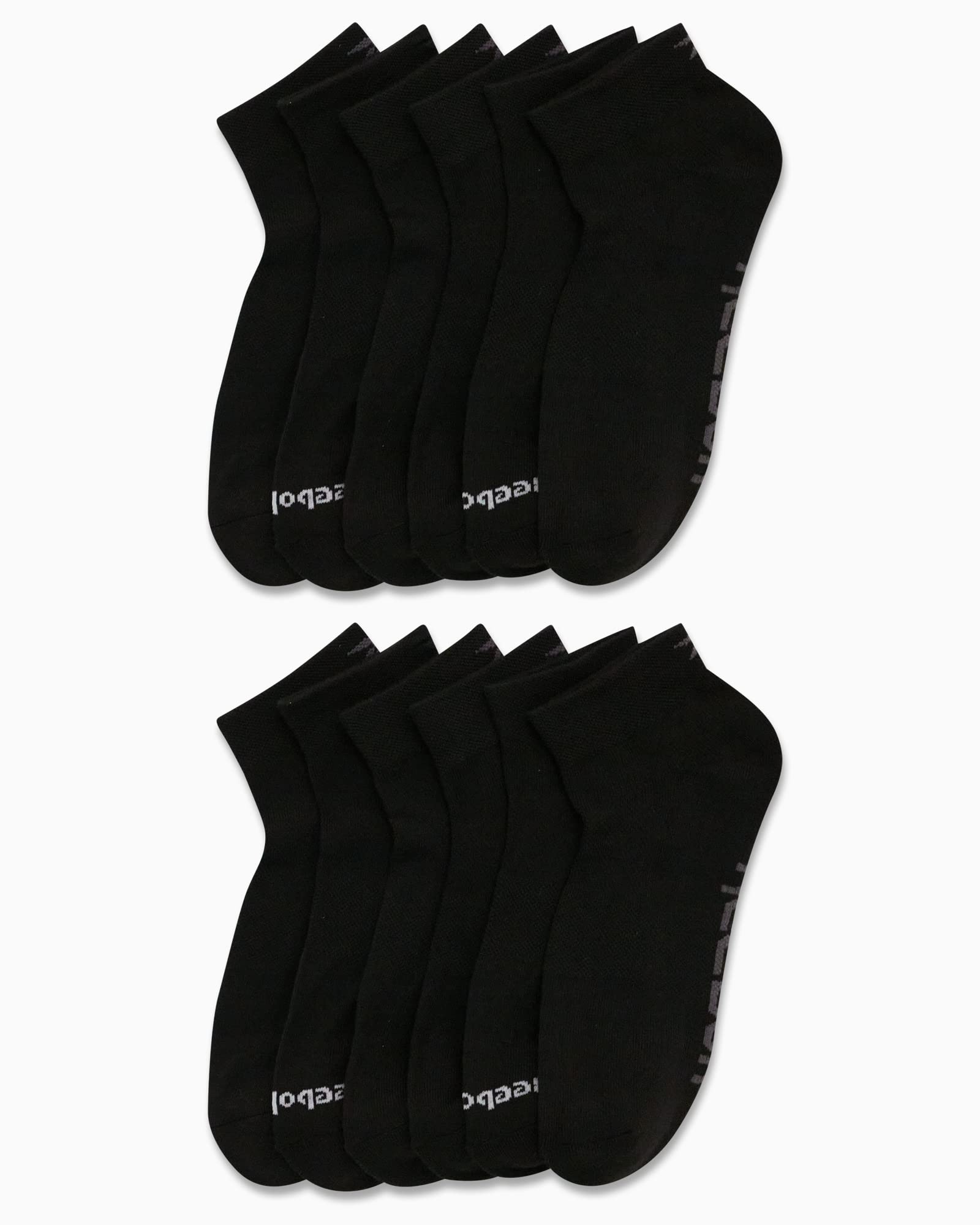 Reebok Men's Quarter Socks - 12 Pack Soft Performance Quarter Socks for Men - Breathable Men's Athletic Socks (Size 6-12.5), Size 6-12.5, Black Logo Multi