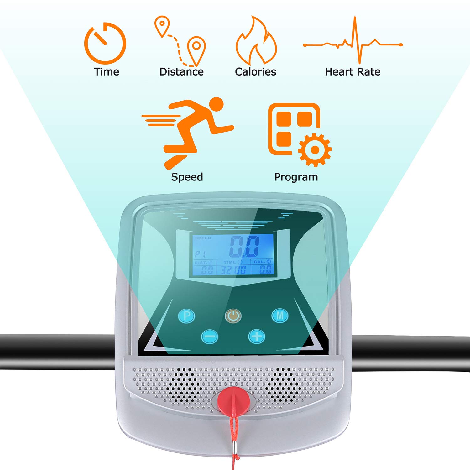 Mauccau Folding Electric Treadmill Exercise Machine with LCD Display Fitness Trainer Walking Running Machine for Home Gym