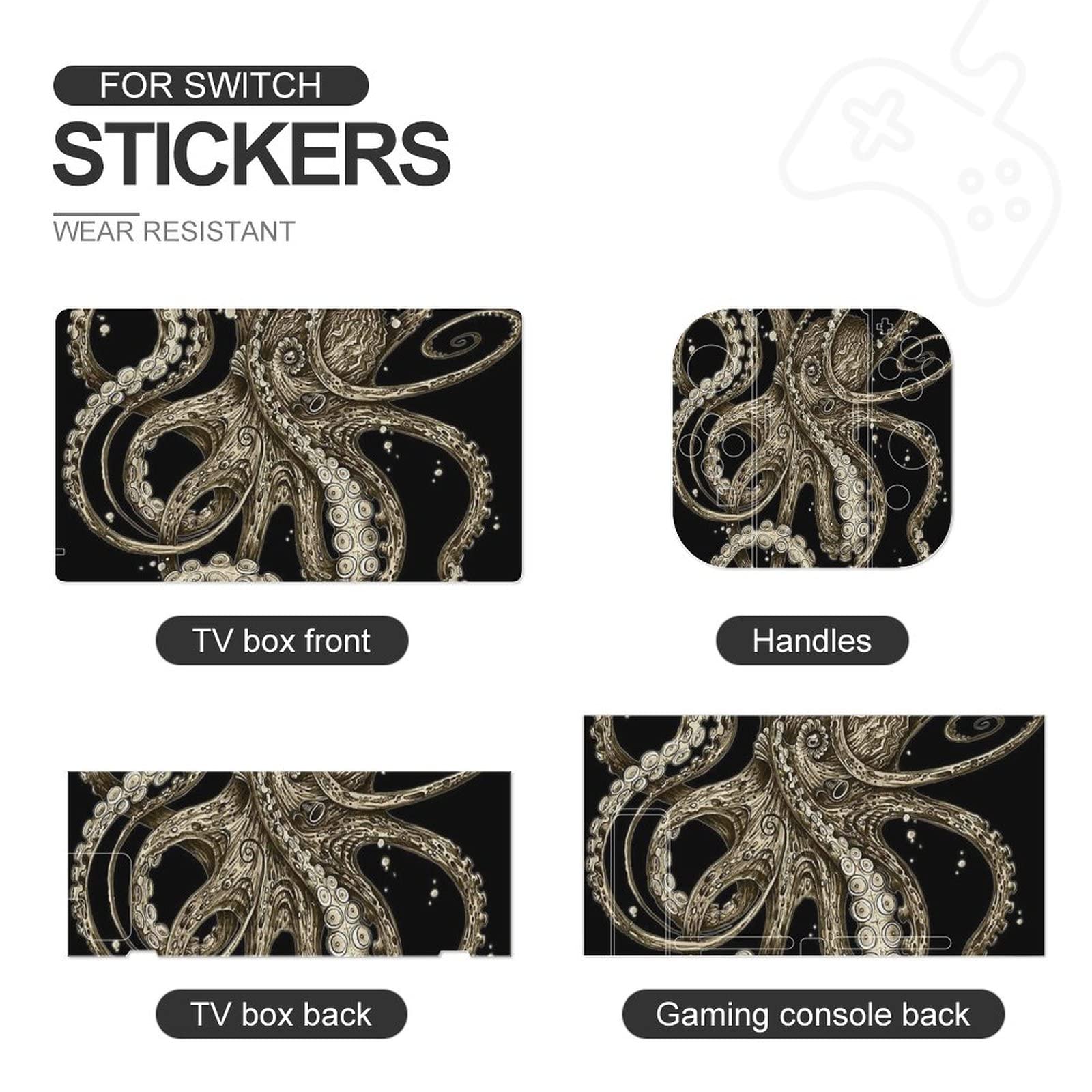 Octopus Sepia Funny Print Skin Cover For Switch Console and Switch Lite Slim Protector Sticker