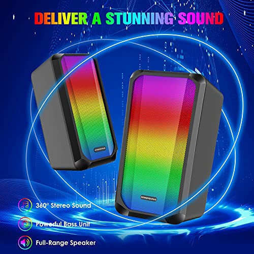 ZIYOU LANG Wireless Gaming Keyboard and Mouse Combo with Wired RGB Speakers for PC Mac Gamers