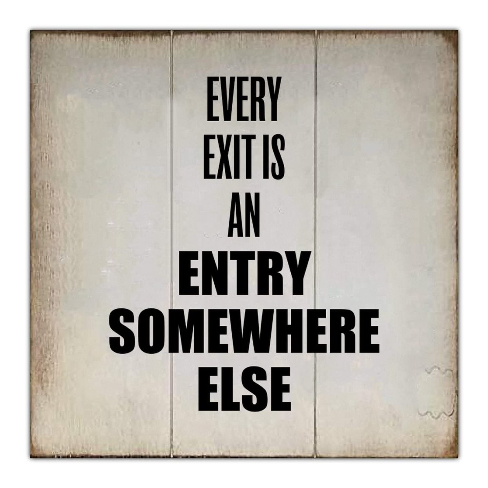 Wood Sign Bible Every Exit Is An Entry Somewhere Else Vintage Wood Grain Wall Art Hanging Sign Plaque for Home Laundry Room Bathroom Decor 16 x 16 Inch