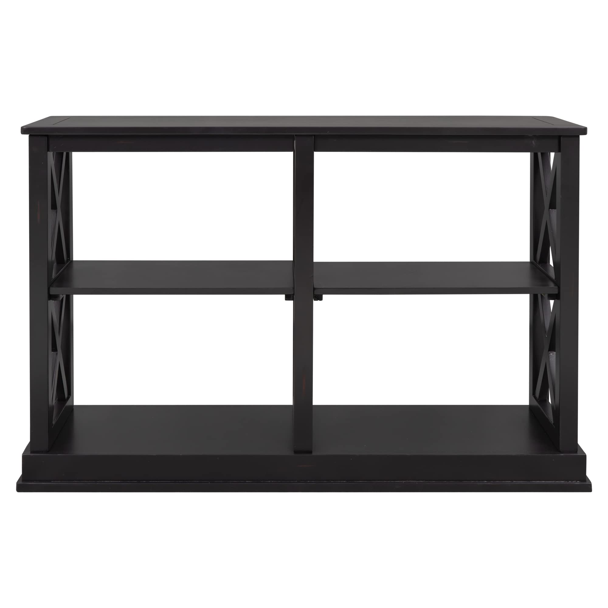 Knocbel 46.5in Entry Console Table with Open Shelves and X-Shaped Frame, Hallway Entryway Sofa Side 3-Tier Table