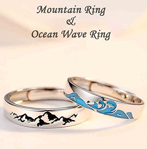 Ocean Wave Ring 925 Sterling Silver Adjustable Wave Ring for Women
