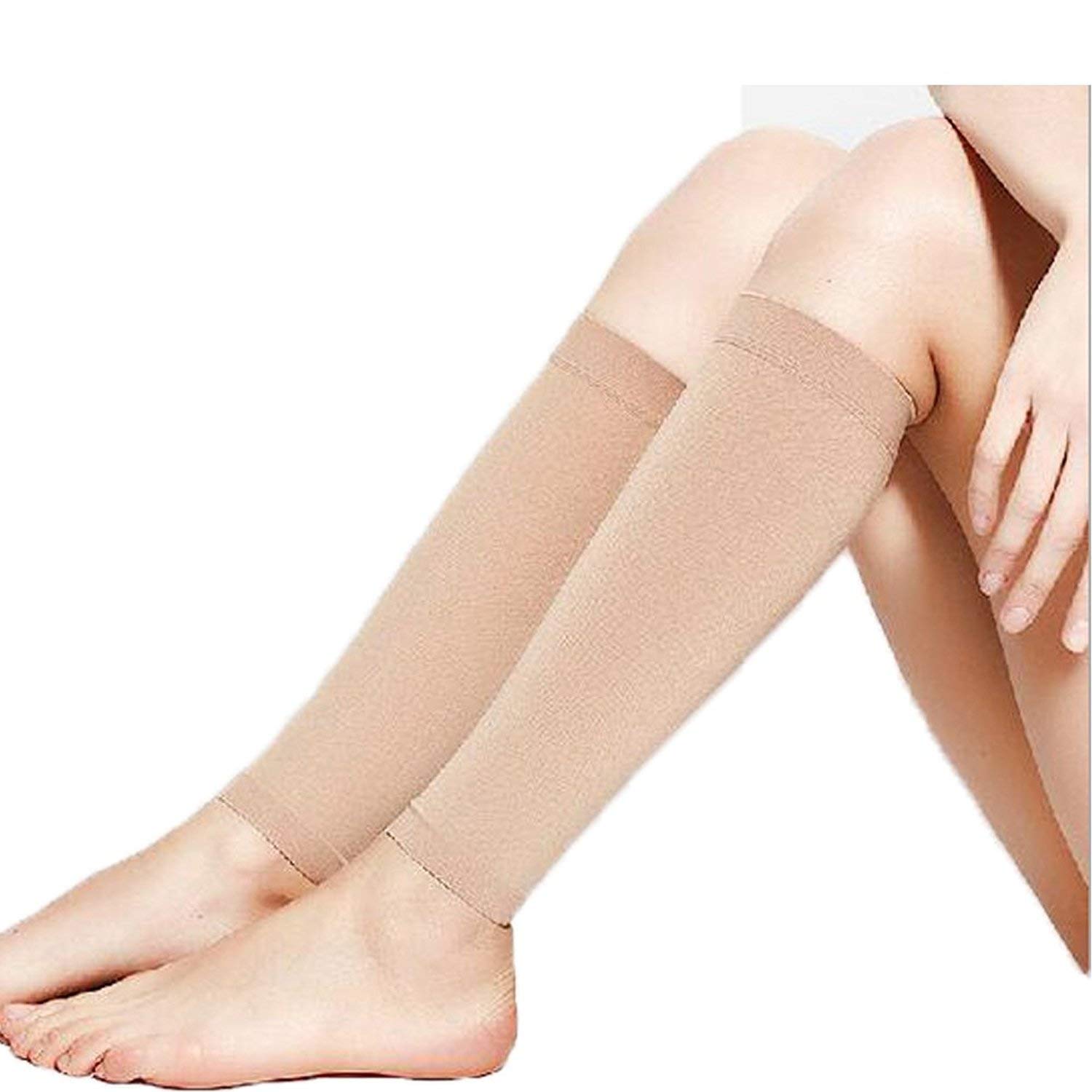 Kingbridal Women's Medical Calf Compression Stockings 20-30mmhg Socks Sleeve Swelling Shin Splint Varicose Veins Edema Nurses Maternity Nude