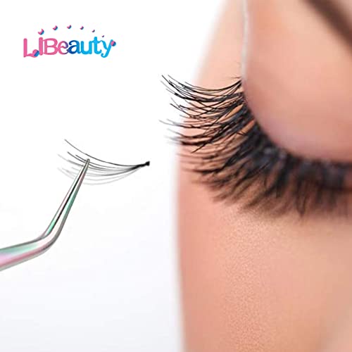 Libeauty Lash Curved Tweezers Eyelash Extension Tweezers Set for Individual and 1D-6D Lashes Volumel Precision Lashing Tweezers with Premium PU Storage Case