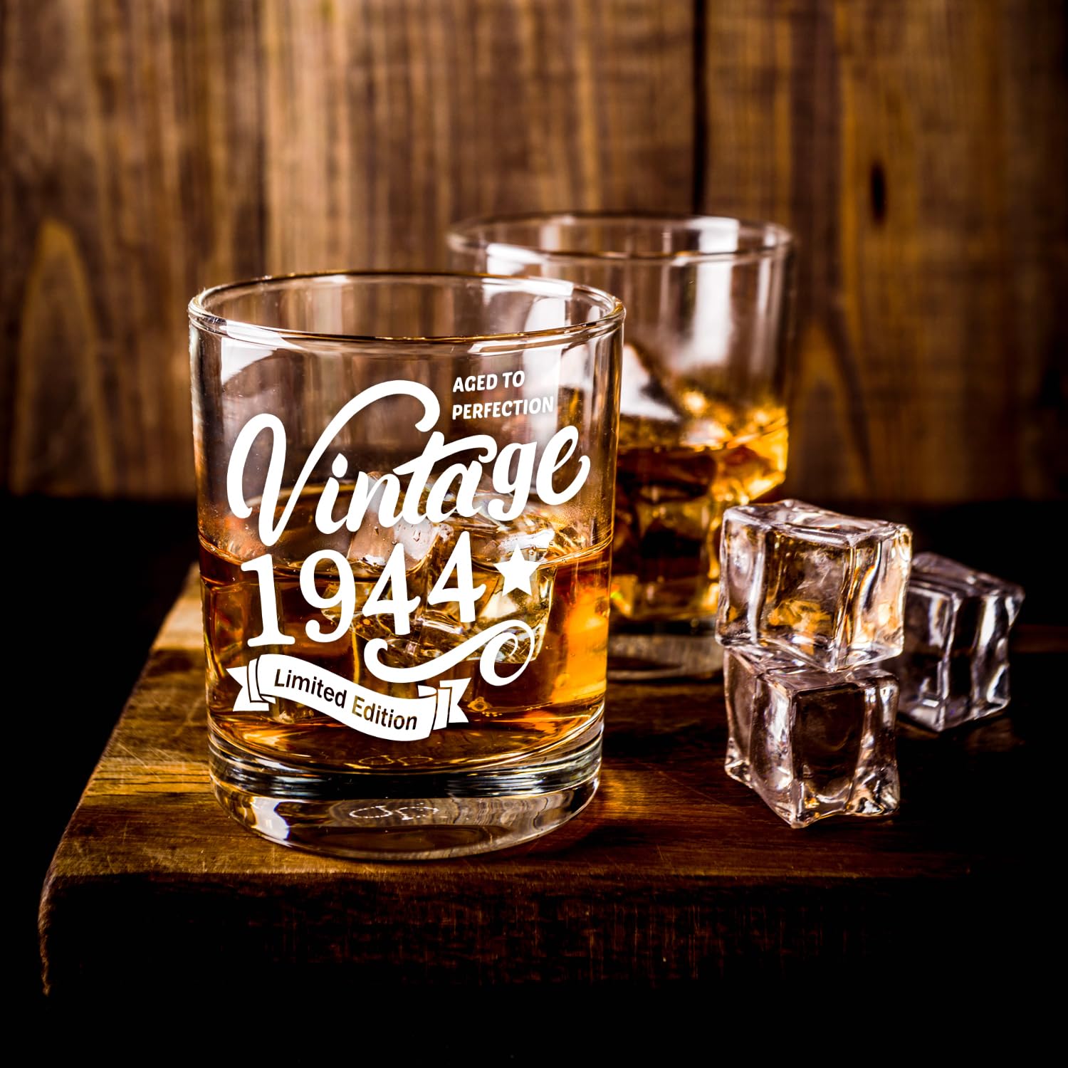 Old Fashioned Glasses-1944-Vintage 1944 Old Time Information 10.25oz Whiskey Rocks Glass -80th Birthday Aged to Perfection - 80 Years Old Gifts Bourbon Scotch Lowball Old Fashioned-1PACK
