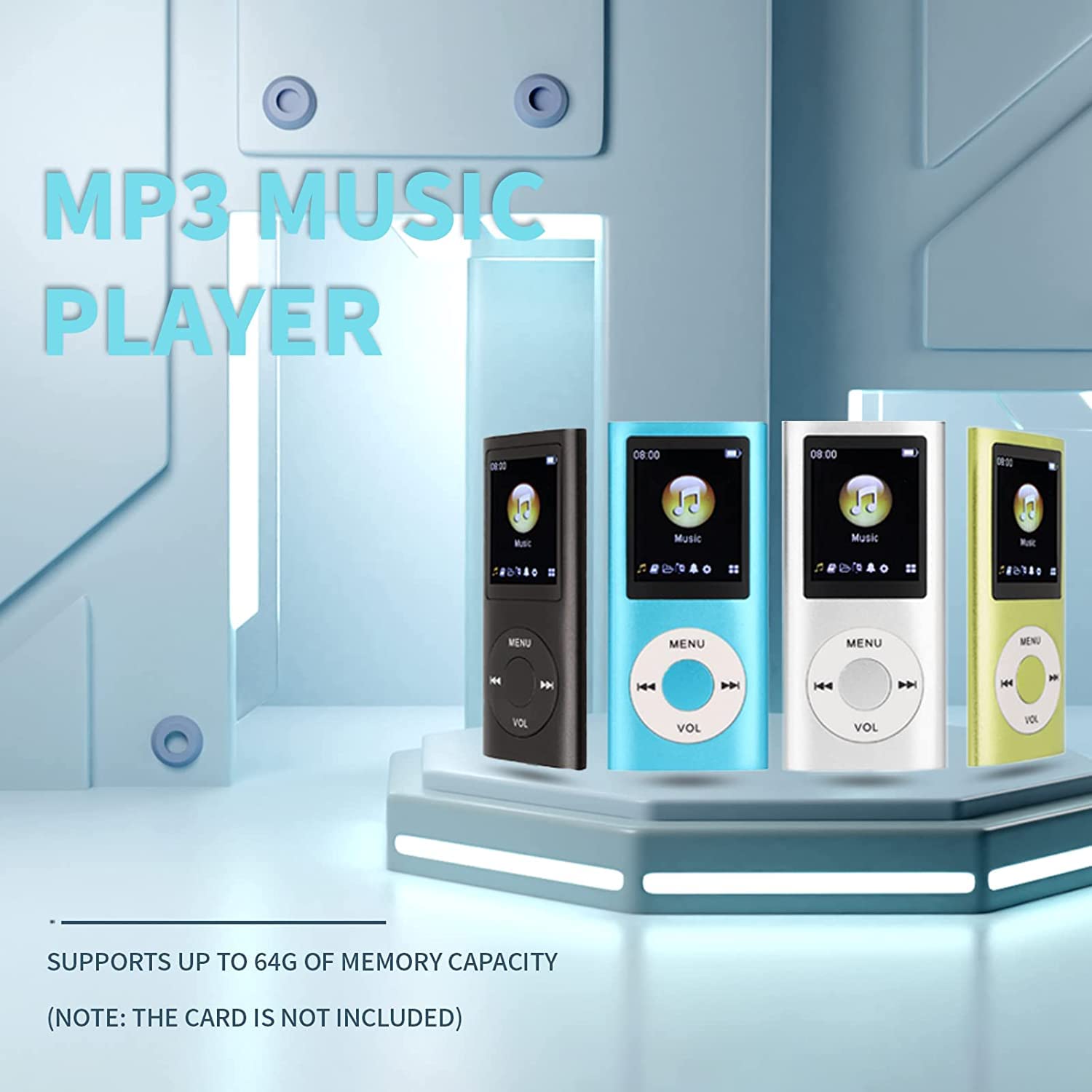 MP3 Player, Portable Lossless Sound Slim MP3 Music Player with Earphone, 1.8 Inch LCD Screen Digital Music Player, (Memory Card Not Included)(Black)